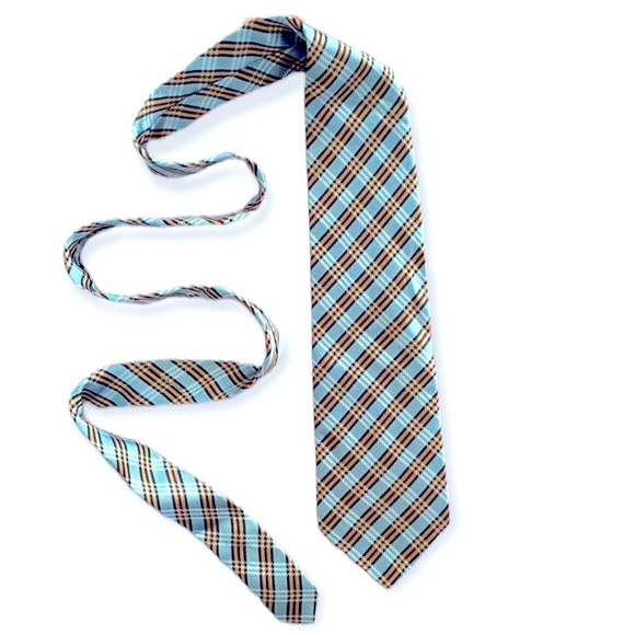 The Tie Bar | Accessories | Plaid Neck Tie Baby Blue Tan Preppy Formal ...